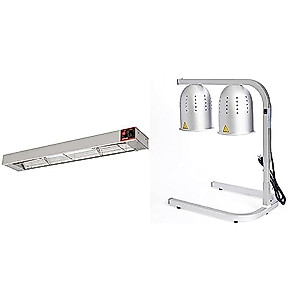 Winco ESH-36, 36-Inch Electric Strip Heater, 850W, 7A, Commercial Grade Infrared Food Warmer, ETL,Silver & SYBO DL2112 Commercial Grade Food Heat Lamp Portable Electric Food Warmer 2-Bulb