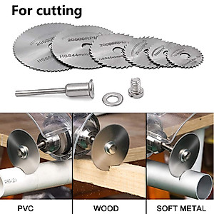 Saiper 12pcs/2Sets HSS Circular Wood Cutting Saw Blade Discs with 2pcs 1/8" Shank Extension Rod for Dremel Rotary Tool Mandrel