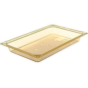 Carlisle FoodService Products Storplus Full-Size High Heat Food Pan for Catering, Buffets, and Restaurants, High Heat Plastic 2.5 Inches Deep, Amber