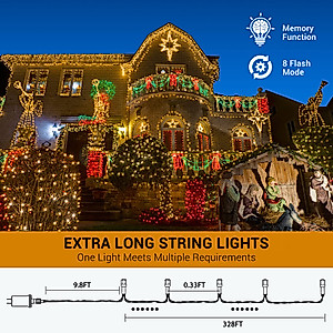 Marchpower Easter Twinkle Lights 328ft 1000 LED with 8 Modes and Memory, Diamond Shape Cristmas String Lights Plug in - Indoor Outdoor Waterproof Romance Wedding Home Garden Party Decor, Warm White