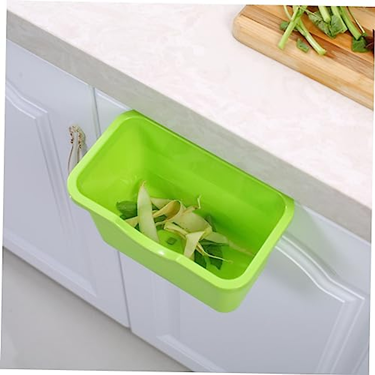 CHILDWEET Multifunctional Green Plastic Hanging Trash Can Space Saving Wastebasket for Deskside Bathroom Kitchen and Recycling Foldable Waste Bin Container
