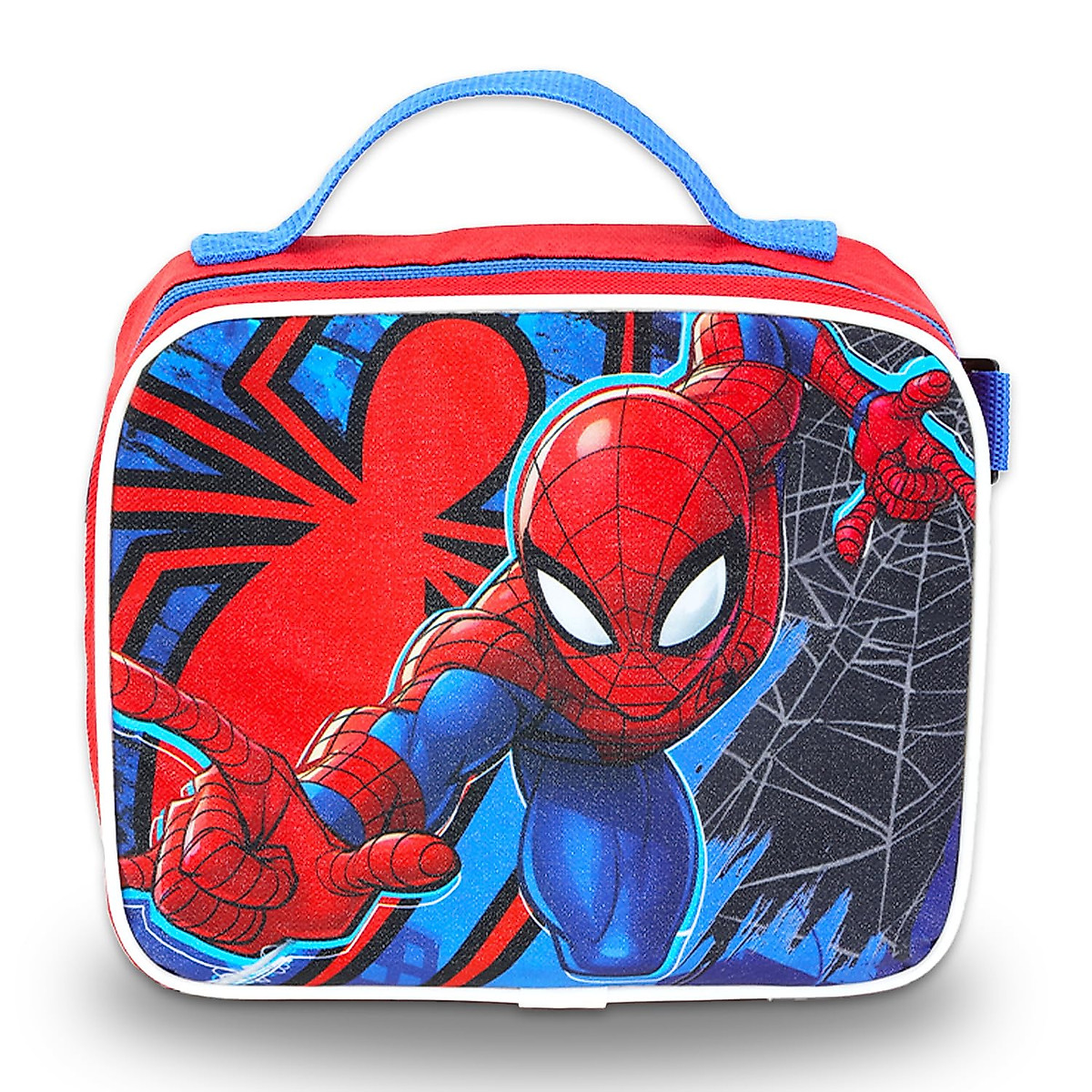 Marvel Spiderman Backpack With Lunch Box ~ 5 Pc Bundle With 15" Spiderman School Bag For Boys, Girls, Kids, Lunch Bag, Stickers, And More (Spiderman School Supplies)