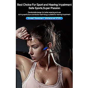 Open Ear Wireless Bone Conduction Headphones, Bluetooth 5.0 Wireless Earphones, High Sound Quality, Waterproof Sports Open-Ear Headsets for Running Hiking Driving Bicycling (Blue)