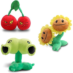 Maikerry 3 Pieces PVZ Plants 1 2 Stuffed Plush Toy, PVZ Figure Doll Gifts Christmas for Kids and Fans