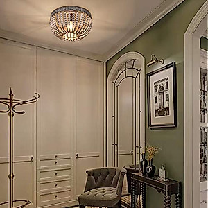 JEUNEU Wood Beaded Chandelier Boho Farmhouse Light Fixture Oak White Rustic 1 Light Semi Flush Mount Ceiling Light Fixtures for Hallway Baby's Nursery Bedroom Kitchen Living Room Island Living Room