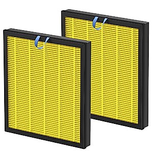 Vital 100S Pet Care Replacement Filter Compatible with LEVOIT Vital 100S Air Puri-Fier, 3-in-1 True HEPA, High-Efficiency Activated Carbon Filter, Vital 100S-RF-PA (LRF-V102-YUS), Yellow, 2PACK