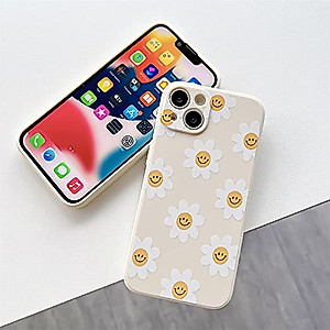 White Sunflower Cute Flower Phone Case for Apple iPhone 13 6.1 inch Smooth Silicone Soft Cover for iPhone 13 6.1"