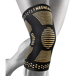 NEENCA Copper Knee Braces for Knee Pain Women & Men - 2 Pack Copper Knee Sleeves Set, Knee Compression Sleeve with Copper Ions Infused Fiber for Sports, Workout, Arthritis Pain, Meniscus Tear. ACE-52