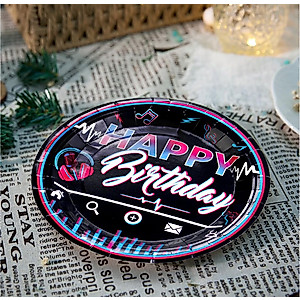 PYCALOW Music Theme Party Decorations Tableware - Music Notes Party Decorations, Paper Plate, Napkin, Cup, Disposable Cutlery, Music Birthday Baby Shower Party Supplies Dinnerware | 20 Guests