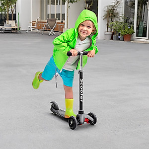 NDYKJPART Scooter for Kids, Adjustable Height, Light Up LED Wheels with Aluminum 3 Wheel Glider Scooter for Ages 2-5, Ideal Toddler Training for Ages 3-5 Boys and Girls (Black)
