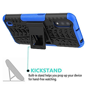 SKTGSLAMY Galaxy A01 Case, with HD Screen Protector, [Shockproof] Tough Rugged Dual Layer Protective Case Hybrid Kickstand Cover for Samsung Galaxy A01 (Blue)