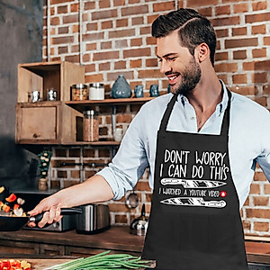 Cusugbaso Funny Aprons for men, Chef Cooking Aprons One Size with Three Pockets Funny Grill Gifts for Men, Dad, Husband - Cooking Chef Aprons for Birthday, Christmas, Fathers Day