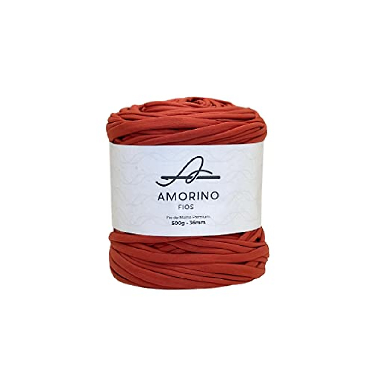 AMORINO FIOS Premium 36mm t-Shirt Yarn (Terracotta), Very Soft Crochet Yarn, Crochet Yarn with Perfect Elasticity and Softness, Yarn for Crafts, knotless Cotton Yarn, Macrame t-Shirt Yarn.