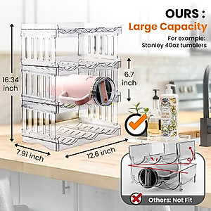 Gracenal Water Bottle Organizer for Stanley 40 oz Tumbler with Handle, Pantry Kitchen Organizers and Storage for Stanley Cup Accessories, Stackable Water Bottle Holder Wine Rack Gifts, 4Pack