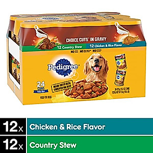 PEDIGREE CHOICE CUTS IN GRAVY Adult Canned Soft Wet Dog Food Variety Pack, Country Stew and Chicken & Rice Flavor, 13.2 oz. Cans 24 Pack