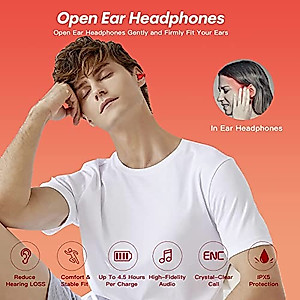 Loluka Open Ear Earbuds Bluetooth Wireless Ear Clip Bone Conduction Headphones Bone Conduction Earbuds Headset Bone Conducting Outer Open Ear Headphones Wireless Bluetooth Head Set