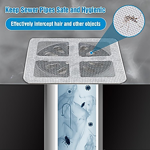 50PCS Pack,4"" X 4"" Disposable Shower Drain Cover Hair Catcher Shower Drain Mesh Stickers, Bathroom, Laundry, Bathtub, Kitchen, Sink, for Human and pet Hair, White
