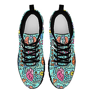 Ciadoon Anatomy Shoes for Women Men Running Tennis Walking Sneakers Human Internal Organ Medical Nurse Physiology Shoes Gifts for Boy Girl,Size 6 Men/8 Women Black