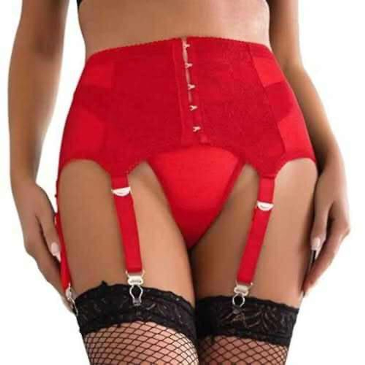 Love Salve Lingerie for Women - Sexy 2-Piece Garter Belt Set with Lace & Adjustable Straps - Valentine's Day Lingerie Women - Garter Belt with Stockings for Women - Perfect Fit & Curves Enhancement
