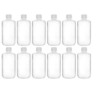 EISCO 12PK Reagent Bottles, 250ml - Narrow Mouth with Screw Cap - Polypropylene - Translucent Labs