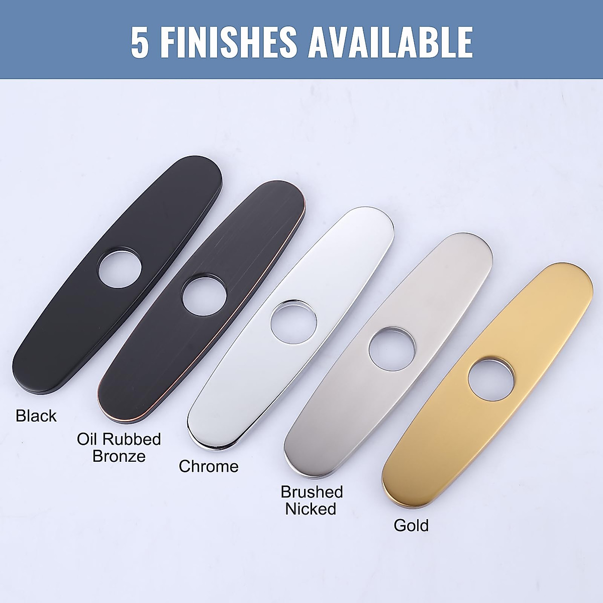 WOWOW Faucet Plate,Kitchen Sink Cover Stainless Steel Plate for 1 or 3 Hole Bathroom or Kitchen Sink Faucet Mixer Tap 10 Inch Escutcheon Hole Covers Chrome