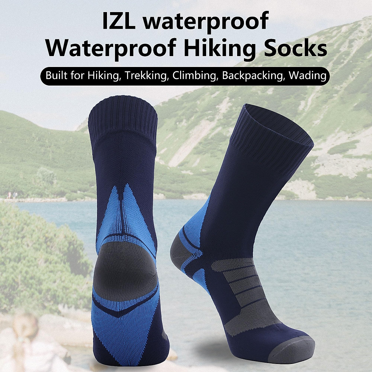 IZL waterproof Waterproof Socks, Womens Socks for Wading Fishing Neoprene Socks for Men Hiking Running Camping Trekking 1 Pair X-Small Navy Blue