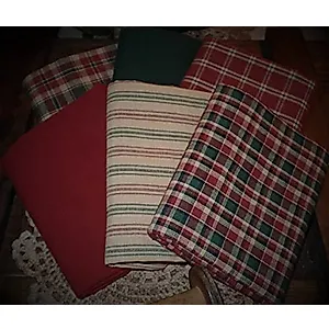 Primitive Homespun Fabric~Christmas Spruce~Farmhouse Rustic Fabric~ (Strips (50) 1" x 18") (Jelly Roll (15) 2.5” x 44”)
