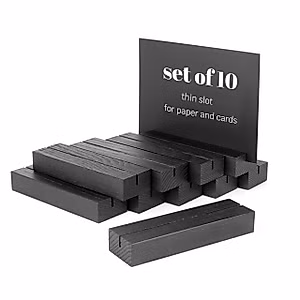 TOROS store 10 Pack Wood Place Card Holder - Black Wooden Table Number Holders , Name Place Cards Stand , Events Party Tabletop Sign Stands , Wedding & Birthday Stands for Photos, Pictures & Postcard