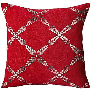 Violet Linen Pacifica Diamonds Pattern Polyester Chenille Decorative Throw Pillows, 18" X 18", Burgundy