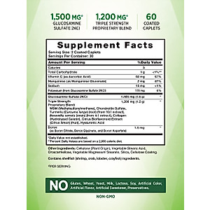 Glucosamine Chondroitin MSM Complex | 60 Caplets | Triple Strength Supplement with Turmeric | Non-GMO and Gluten Free Supplement | by Nature's Truth