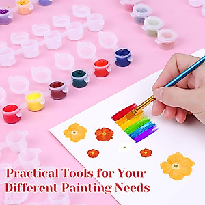 Caffox 240 Pieces Empty Paint Pot, 40 Strips Acrylic Mini Paint Container Strips Storage with Lids for Classrooms School Arts and Crafts Paint (3ml/ 0.1oz)