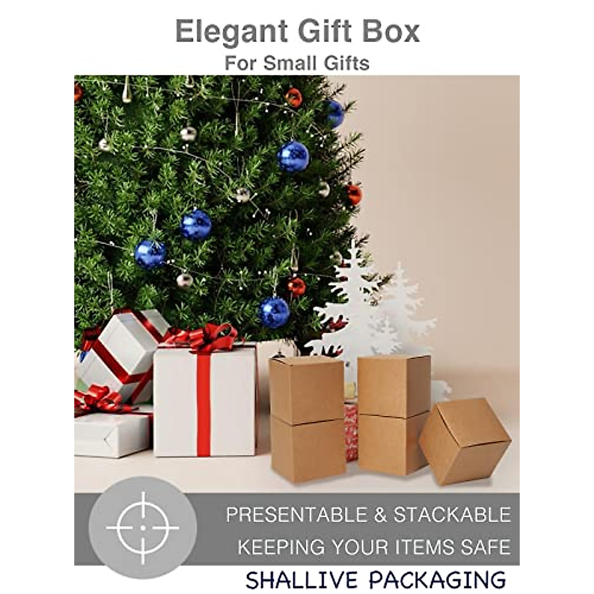 Shallive 4x4x4 Inch 50 Pcs Brwon Kraft Boxes Small Gift Boxes with Lids for Ornament Paper Mug Gift Boxes Individual Cupcake Boxes Craft Boxes Candle Packaging Empty Cube Mini Gift Box for Wedding Birthday Party Favors