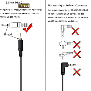 HYS Walkie Talkie Handheld Speaker Mic 3.5mm (S/P 4C Thread) Jack Shoulder Microphone for YAESU/Vertex VX-6 VX-7 VX-120 VX-127 VX-170 VX-177 FT-270 FT-277 Icom IC-4300 IC-4350 Handheld 2 Way Radio
