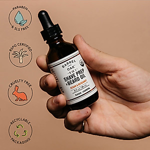 Barrel and Oak - Organic Pre-Shave & Beard Oil, 2-In-1 Essential Oil Barrier for Men, Nourishing & Taming Facial Hair, Vegan (Cedar & Bergamot, 1 oz)