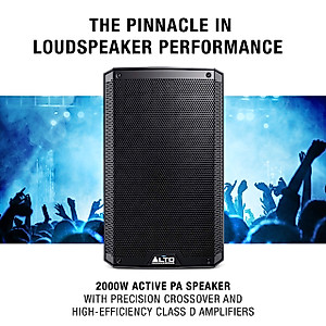 Alto Professional TS310 | 2000 Watt 10 Inch 2 Way Powered PA Speaker with Integrated 2-Channel Mixer and Pole or Wedge Positioning Options