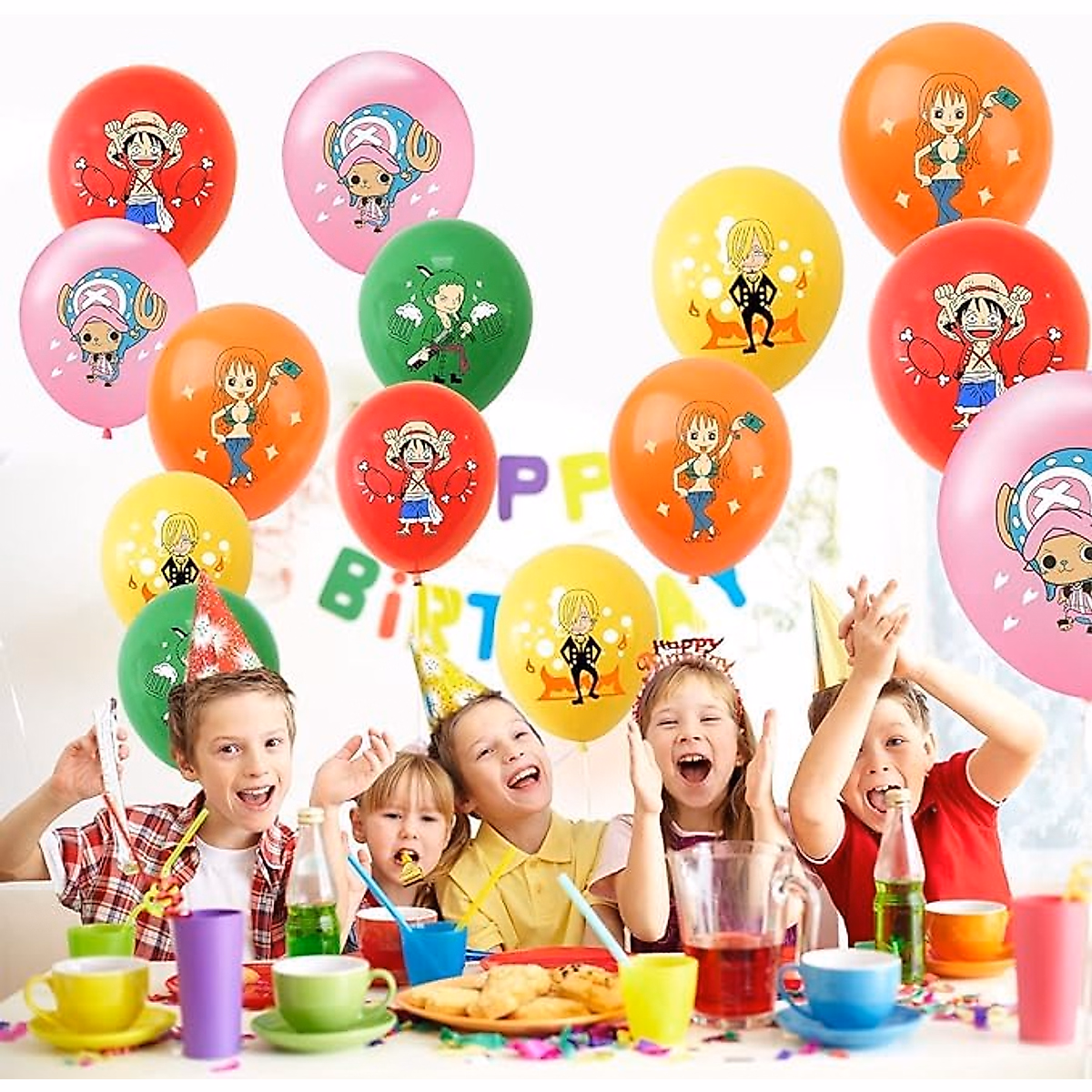 25Pcs Party Latex Balloons For One Piece, Cartoon Birthday Balloons Theme Party Decoration For One Piece