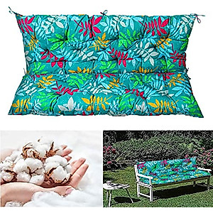 Three Seat Swing Replacement Cushions, Replacement Cushions For Outdoor Furniture, Thicken Waterproof Swing Cushions 2/3 Seater Replacement, Garden Bench Seat Cushion (Flower Color 40 * 60 In)
