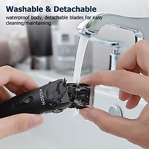 Kilison Groin Hair Trimmer for Men, Waterproof Wet/Dry Body Trimmer with 2 Removable Ceramic Blade, Electric Beard Trimmer for Ultimate Male