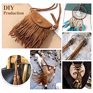 Leather String, Flat Suede Cord Faux Leather Cord Thin Leather Lace for Bracelets, Necklaces, Jewelry Making and Art Crafts (2.7 MM Brown)