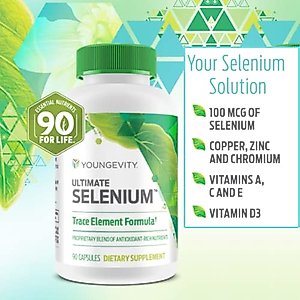 Youngevity Ultimate Selenium Trace Element Formula - 90 Capsules | Selenium 100 MCG + Other Essential Vitamins and Minerals (4 Pack)