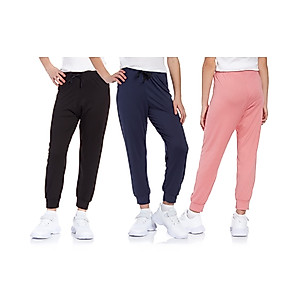 Sweet Hearts Girls' Sweatpants - Super Soft Athletic Performance Joggers: Made in USA (3 Pack), Size 10-12, Black/Mauve/Navy