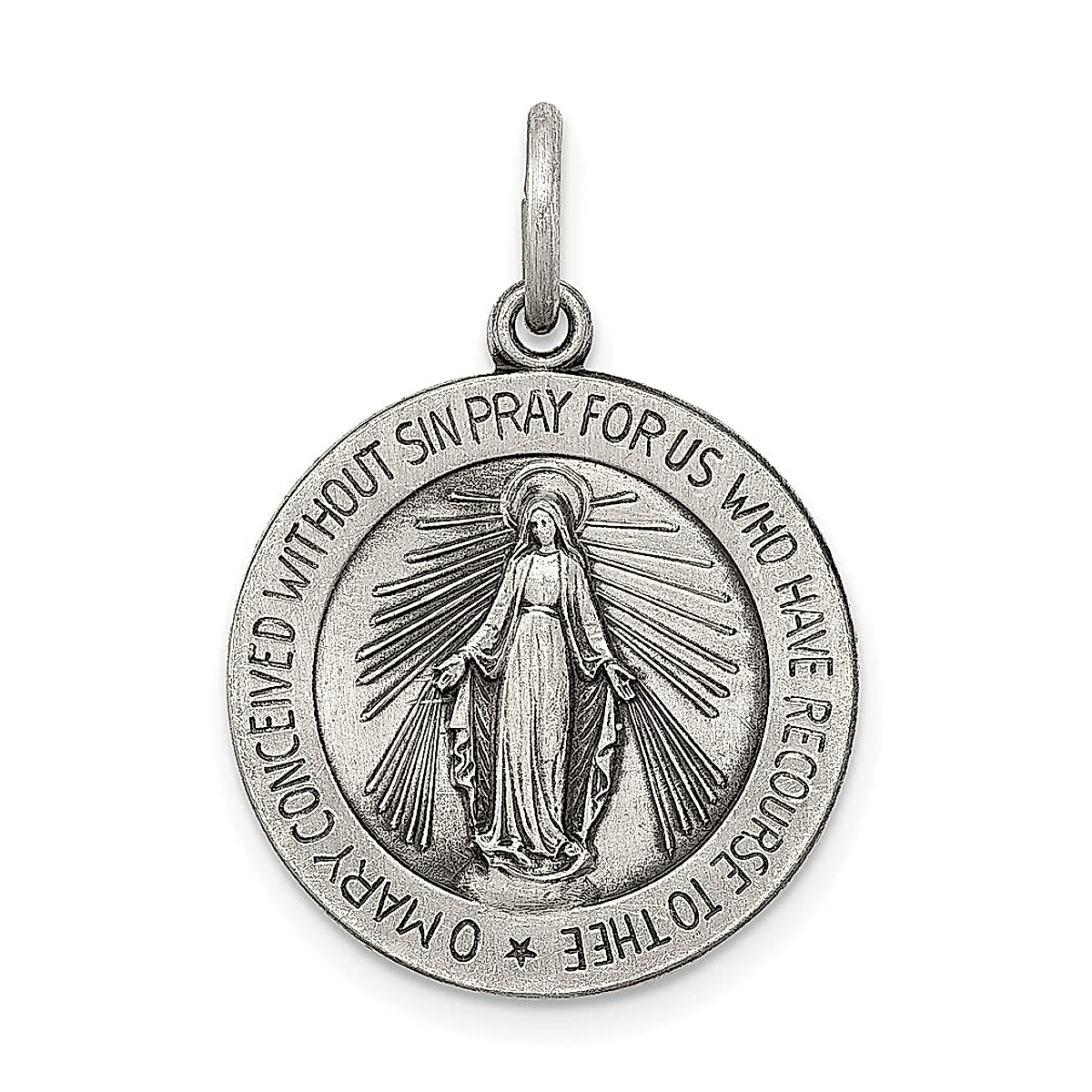 IceCarats 925 Sterling Silver Vintage Our Lady Of Miraculous Medal Blessed Virgin Mary Necklace Charm Pendant Religious Fine Jewelry For Women Gifts For Her