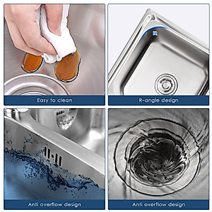 Outdoor Utility Sink Stainless Steel Double Bowl Sink Free Standing Commercial Restaurant Kitchen Sink with Hot and Cold Faucet for Laundry,Garage,Cafe Bar 32.7" x 17.3" x30.3"