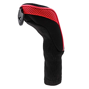 Mesh Golf Hybrid Club Head Covers Headcover w/Interchangeable No. Tag 3, 4, 5, 7, X Red 32.5 x 10.5cm
