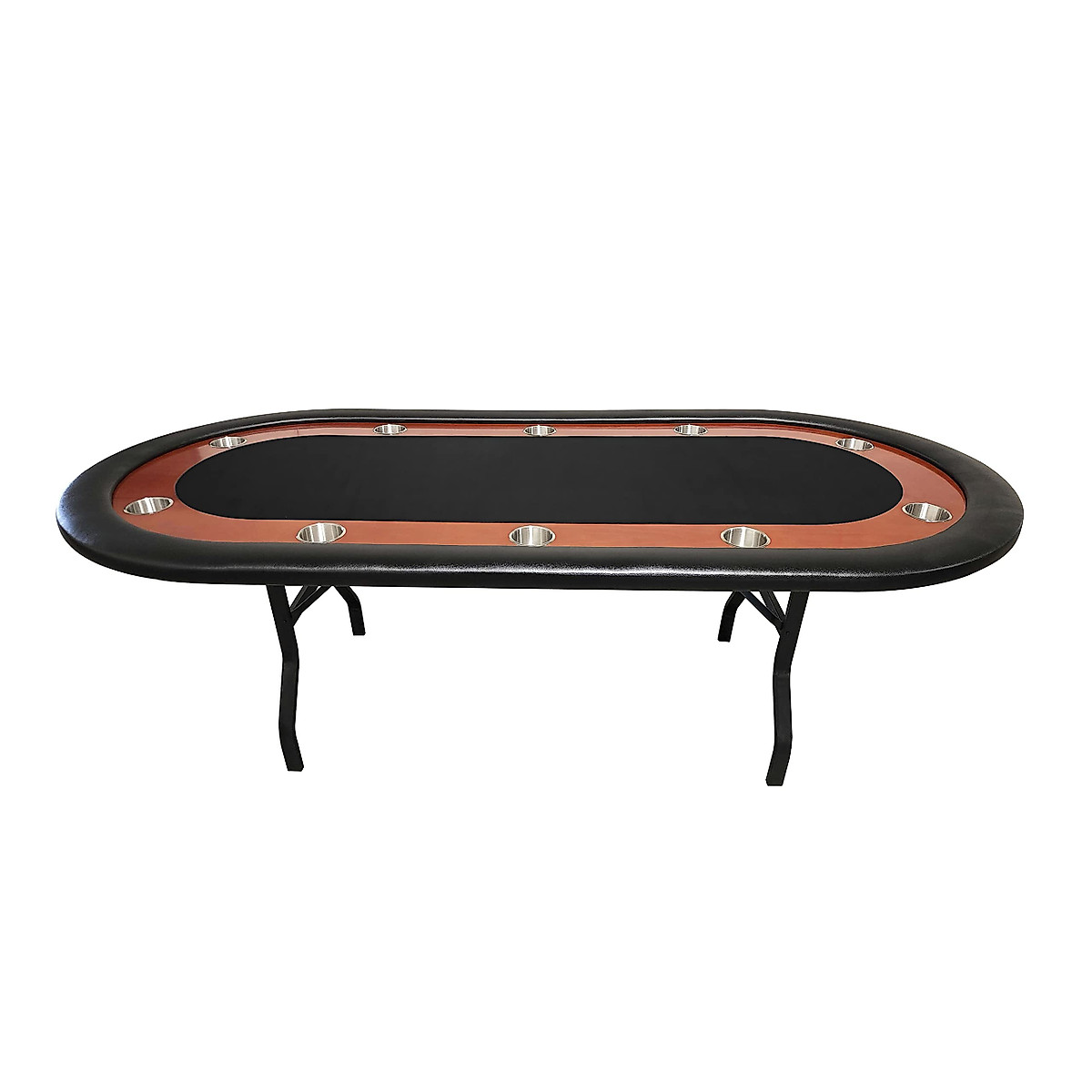 BBO Poker Ultimate Mahogany Folding Poker Table for 10 Players with Felt Playing Surface (Black)