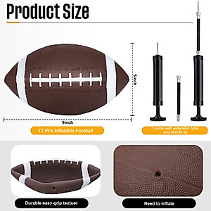 12Pcs Mini Inflatable Football Small Playground Inflatable Football Toys with Pump Needle for Kids Junior Youth Outdoor Indoor Game Football Party Favors (9 Inch)