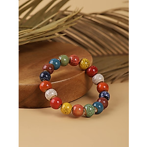 MINACHI Bohemian Colorful Round Beads Bracelet, Boho Jewelry Gift for Women