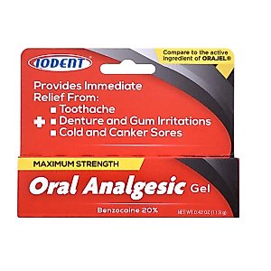 DDI Iodent Oral Analgesic Gel - Max Strength, Alcohol Free, Unflavored, 0.42 oz, 24 Count