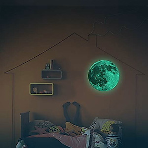 Kiddale Glow in The Dark Moon 30cm Glowing Luminous Wall or Ceiling Art Stickers Removable Adhesive Wall Decal for Kids Bedroom
