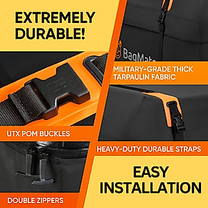 BAGMATE Waterproof Car Roof Bag - Car Rooftop Cargo Carrier Bag – 19 Cubic Ft Roof Rack Cargo Carrier, includes Anti-Slip Mat, 4 Door Hooks, Reinforced Zipper/Buckle, with or without Rack